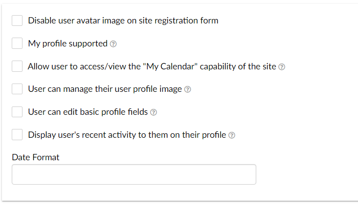 User Profile Control Settings – ProLearn